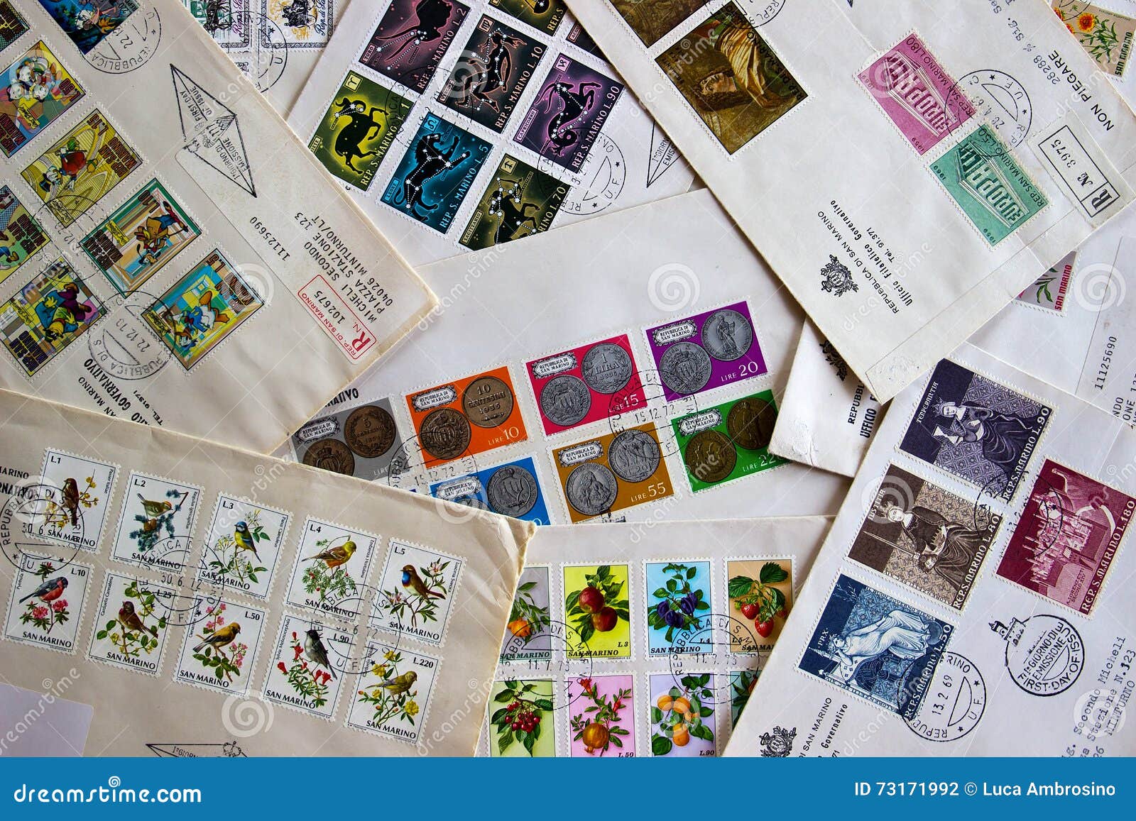 First Day Covers of San Marino State (Italy) Stamps. Editorial ...