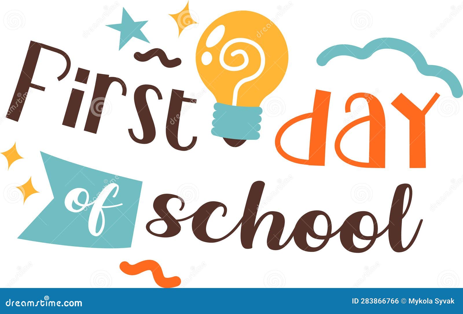 First Day School Sticker stock vector. Illustration of text - 283866766
