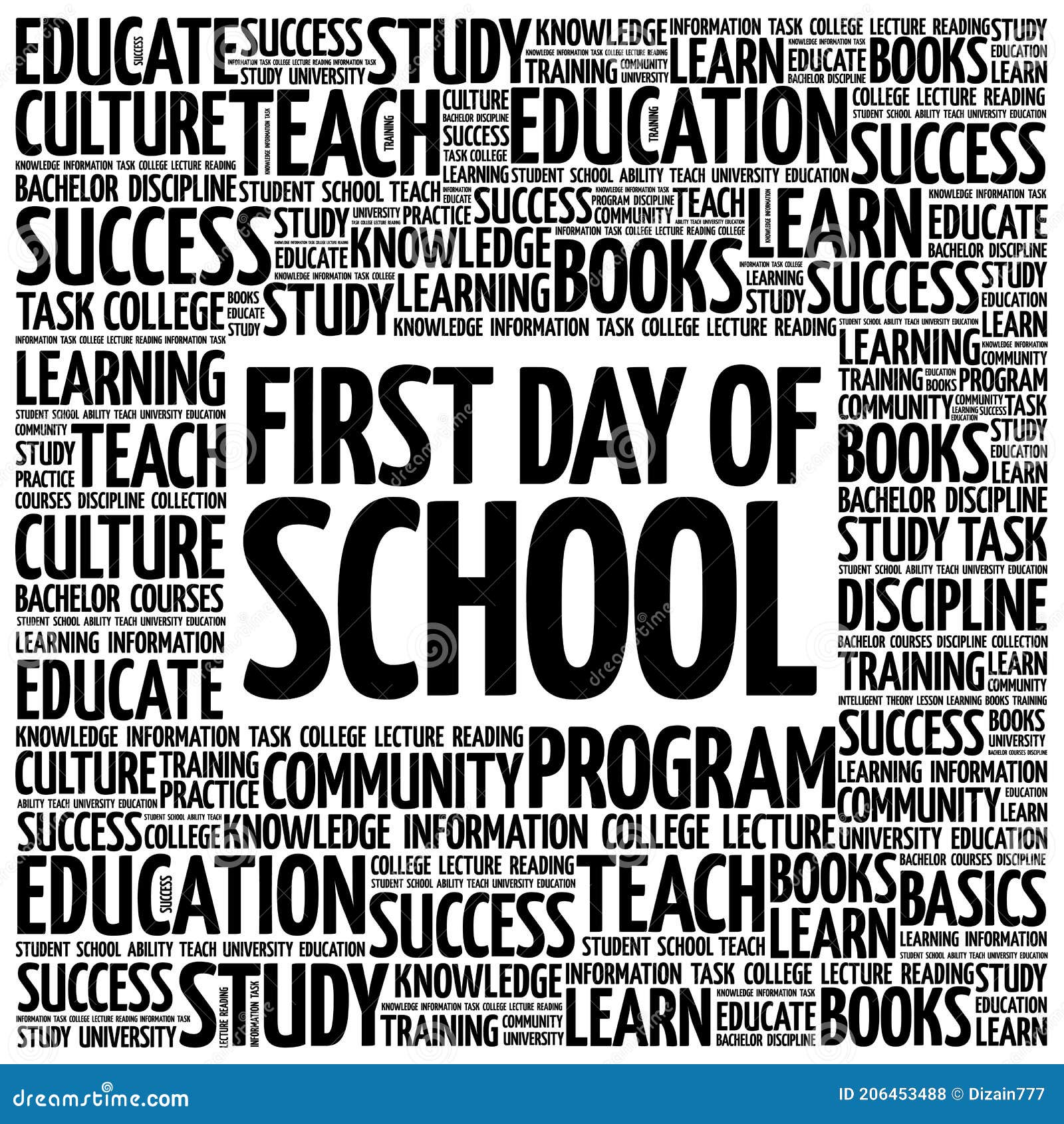 First Day of School Word Cloud Stock Illustration - Illustration of ...