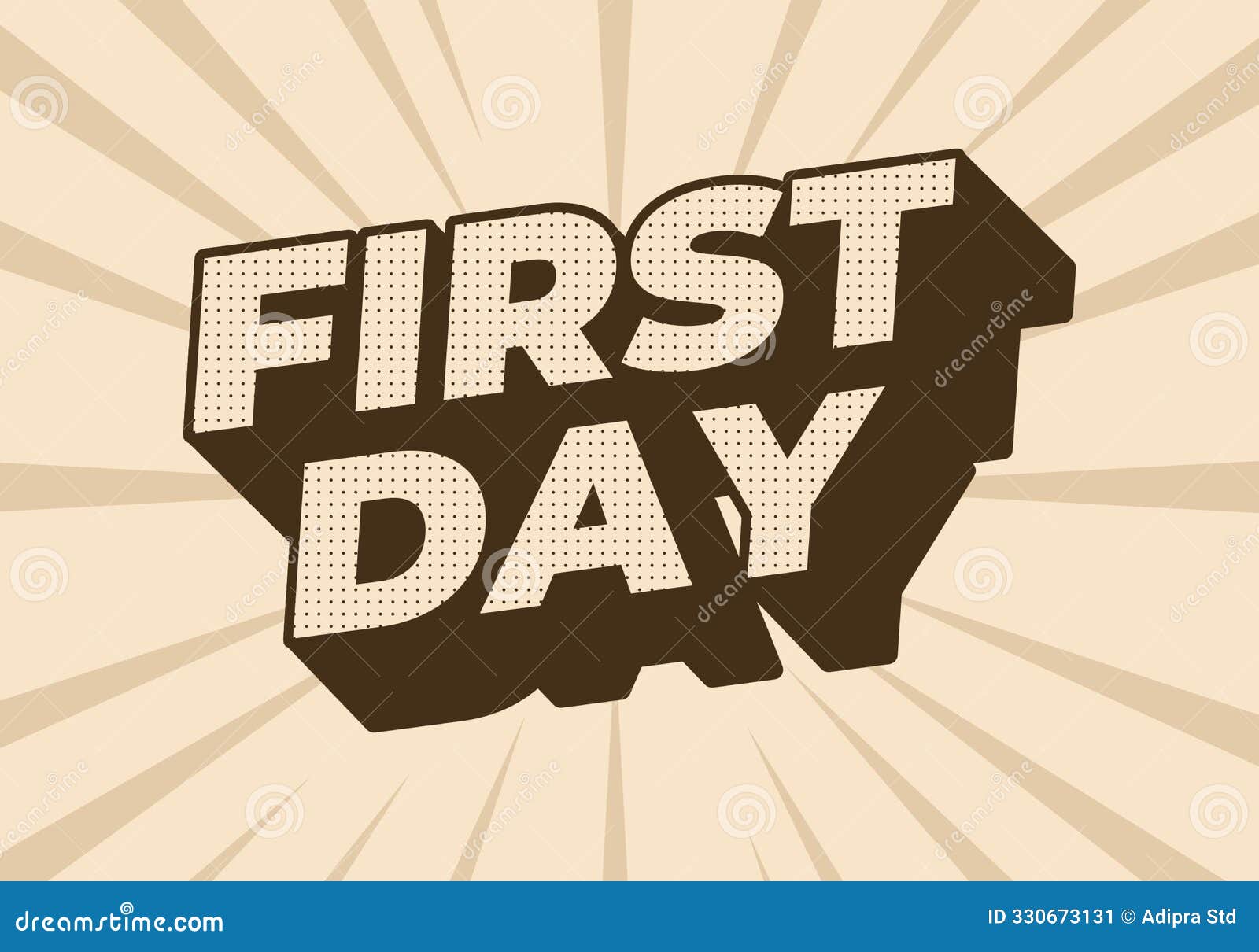 First Day. Text Effect in 3D Style with Modern Colors Stock Vector ...