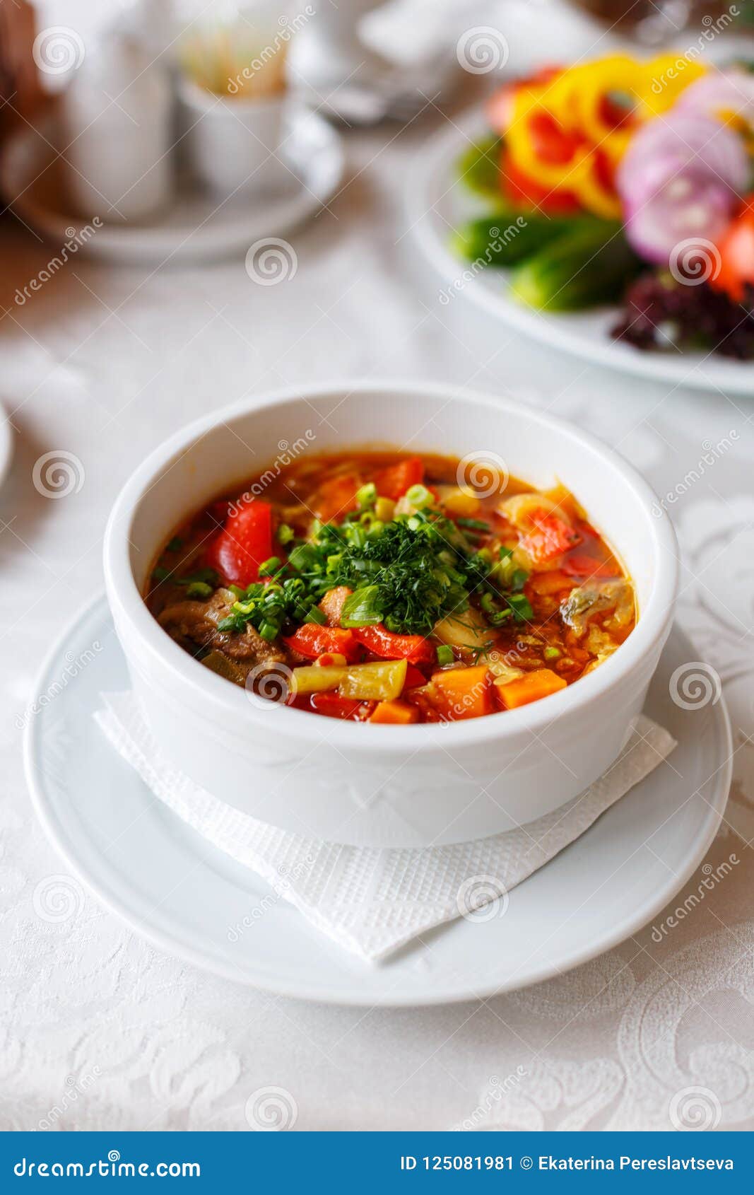 The First Dish Hot Dish in White Plate Stock Image - Image of green ...