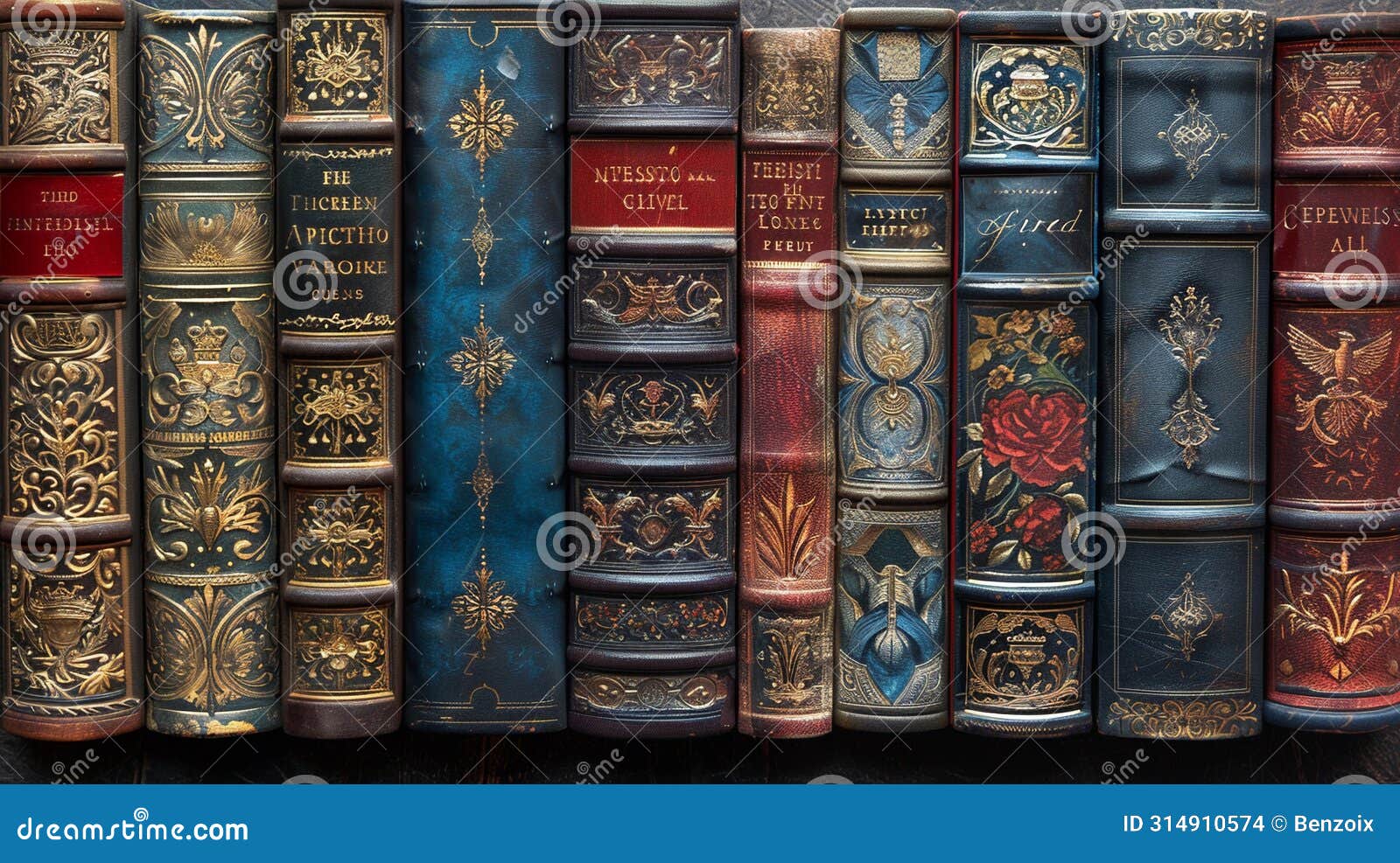 First Edition Classics Waiting in a Private Library the Spines Blur ...