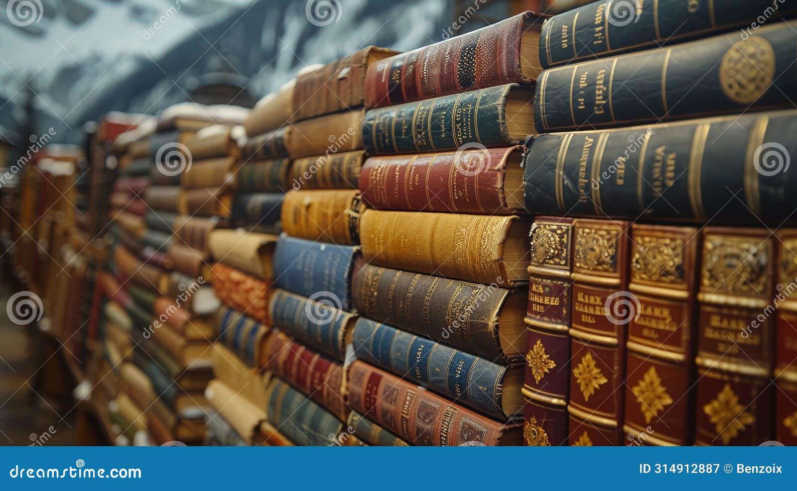 First Edition Classics Waiting in a Private Library the Spines Blur ...