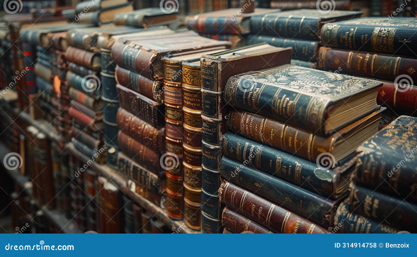 First Edition Classics Waiting in a Private Library the Spines Blur ...
