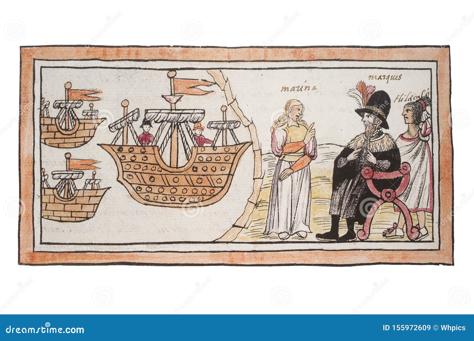 First Encounter Of Hernan Cortes With La Malinche At Duran Codex ...