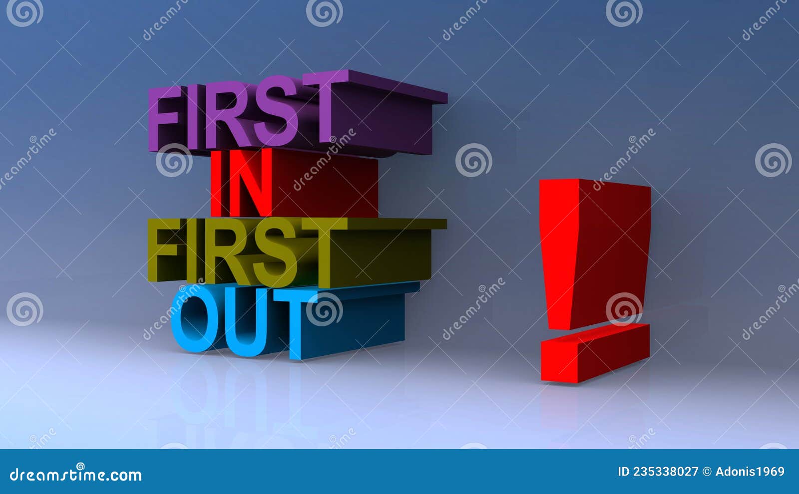 First in first out on blue stock illustration. Illustration of ...