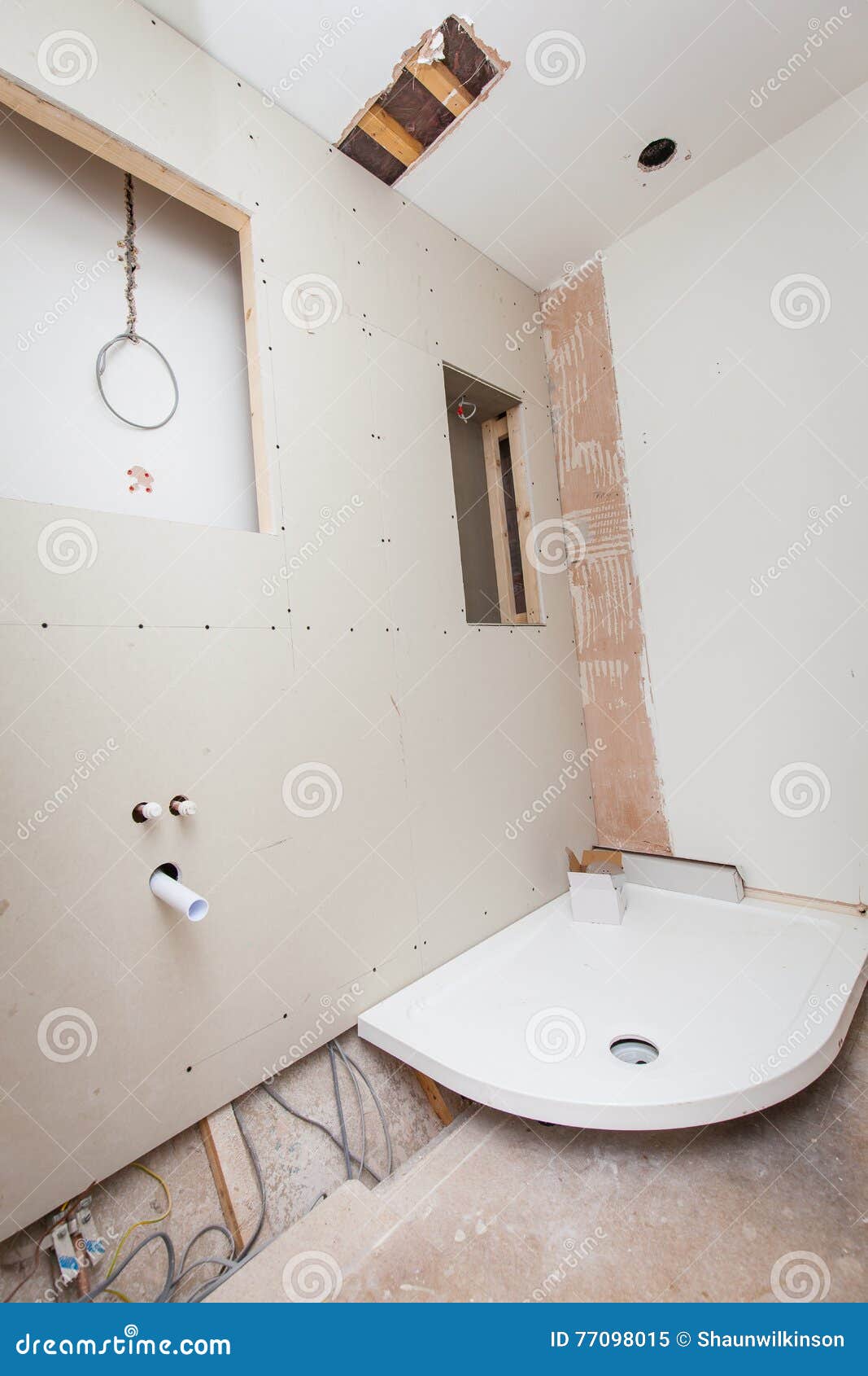 First fix stock image. Image of dirty, plaster, construction - 77098015