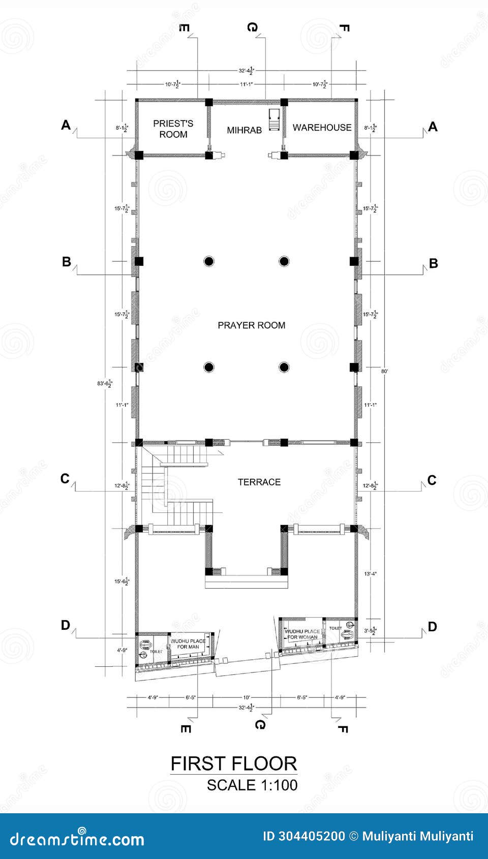 First Floor Plan 2 ST Mosque Stock Vector - Illustration of bushes ...