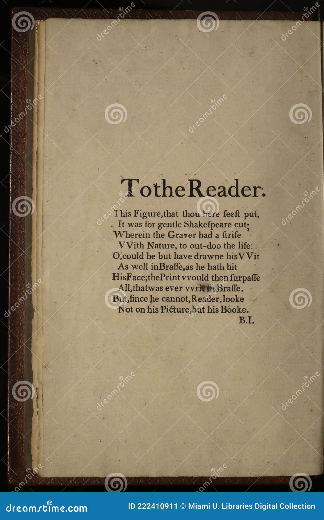 First Folio: To The Reader Picture. Image: 222410911