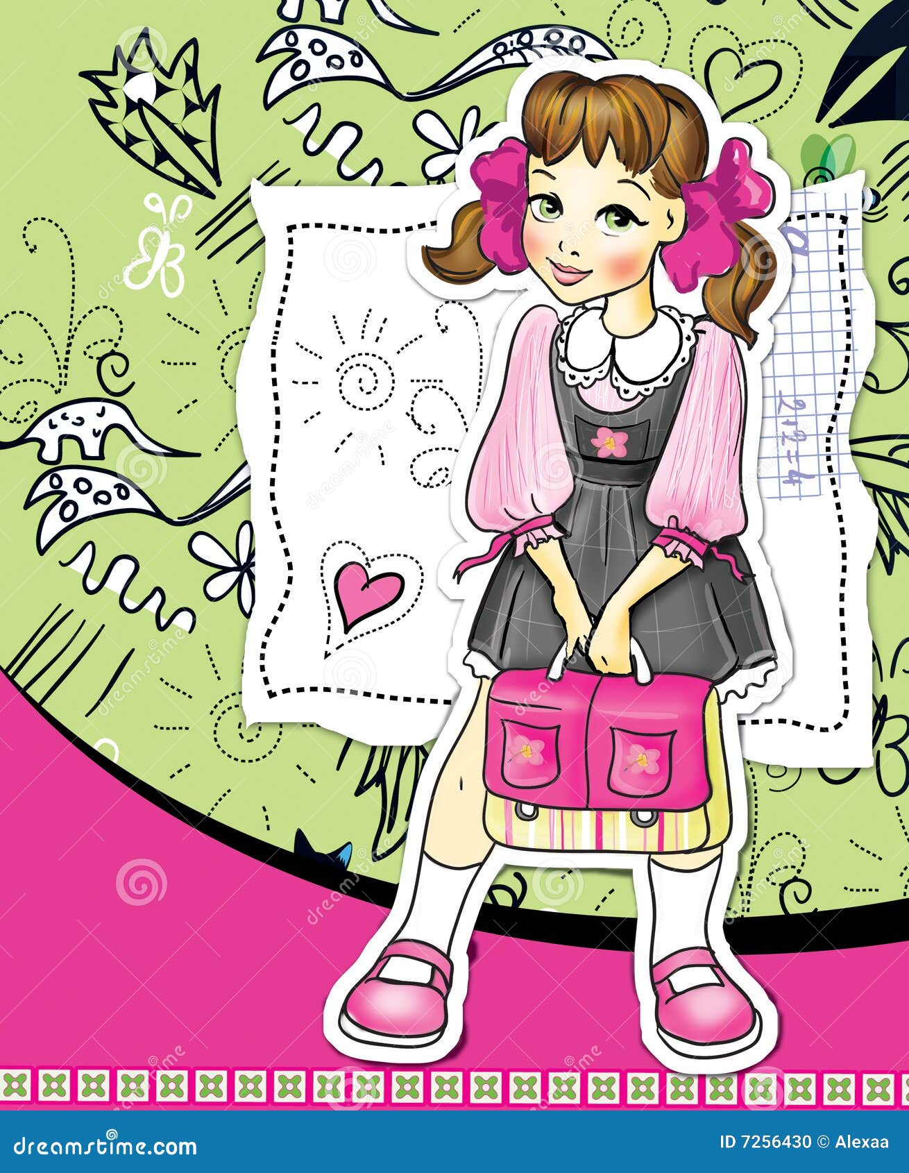 First-form girl stock illustration. Illustration of primary - 7256430