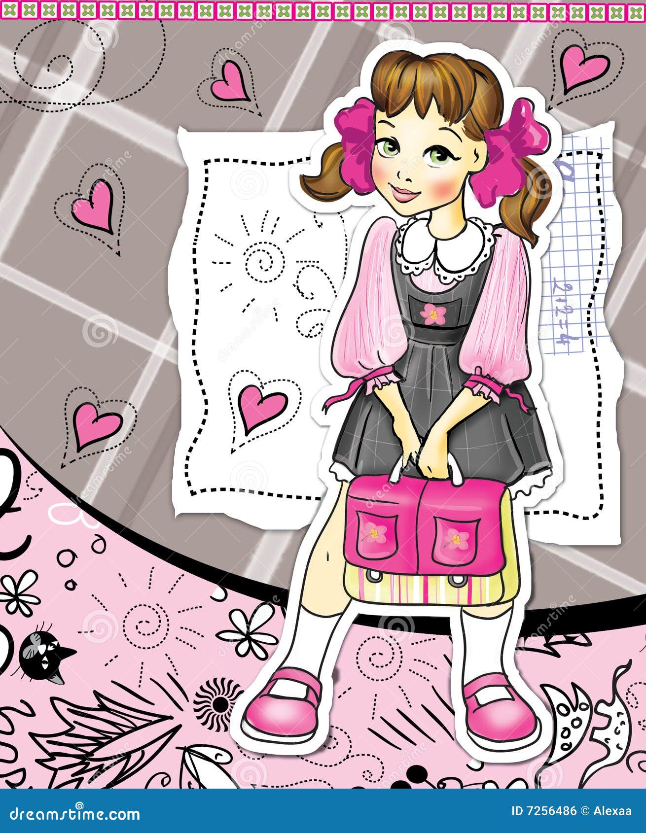 First-form girl stock illustration. Illustration of tween - 7256486