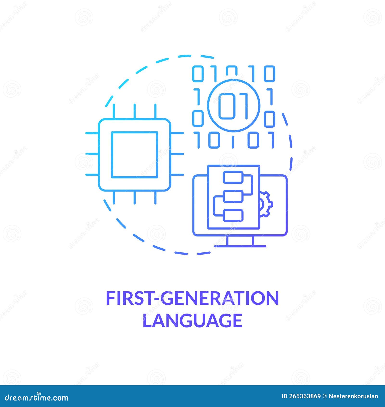 First Generation Programming Language Blue Gradient Concept Icon Stock Illustration