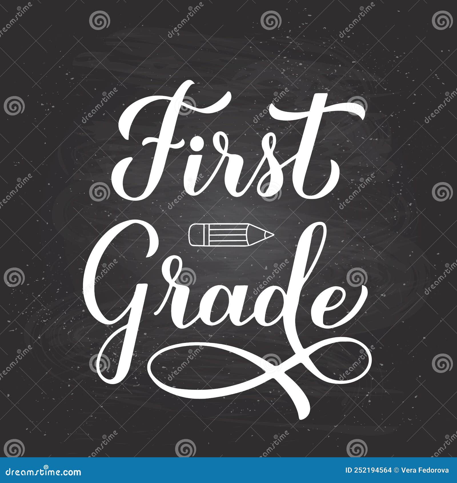 First Grade Logo With Pencil Cartoon Vector | CartoonDealer.com #149040879