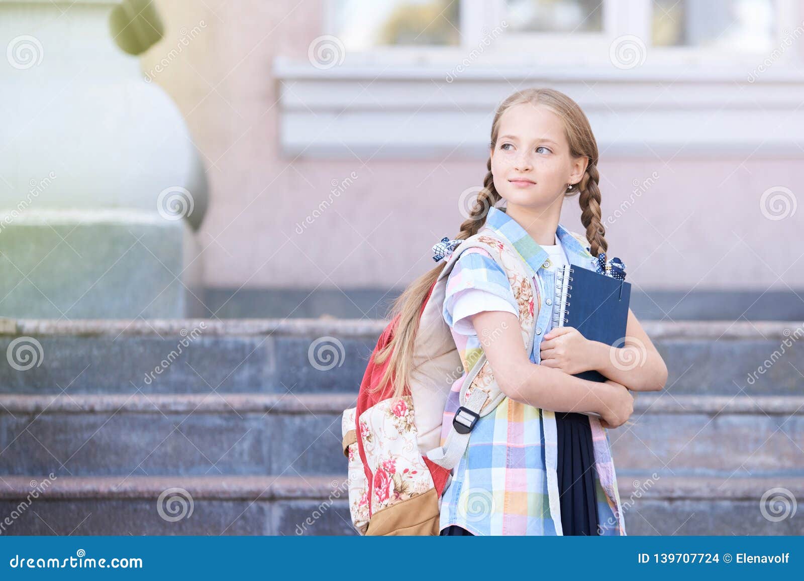 First Grade. Schoolgirls Sit Desk White Background. Schoolgirls ...