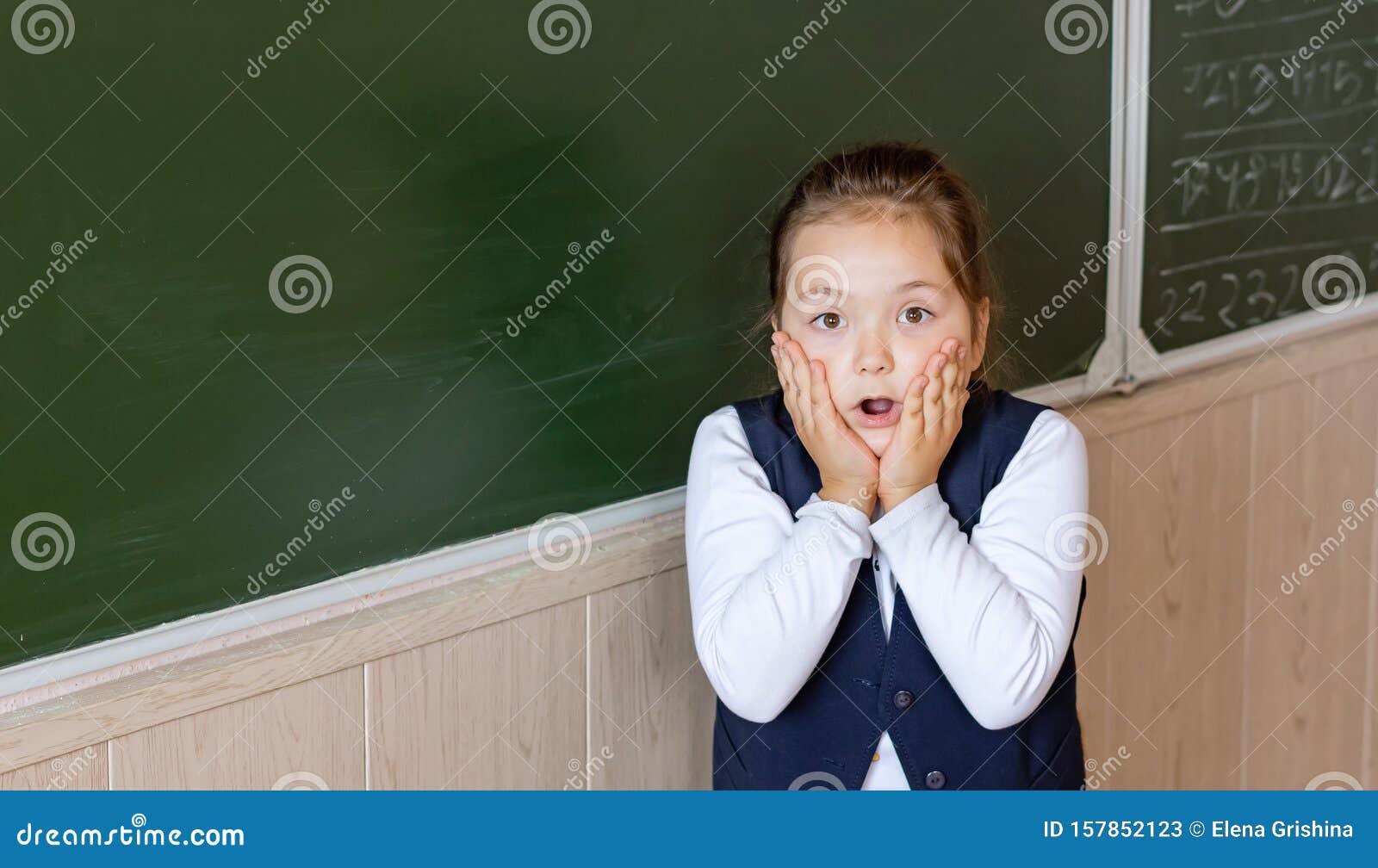 A First Grader Stands at the Blackboard and is Very Scared. Back To ...