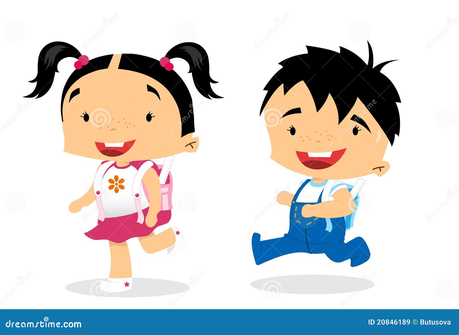 Two First-graders With School Cone Vector Illustration | CartoonDealer ...
