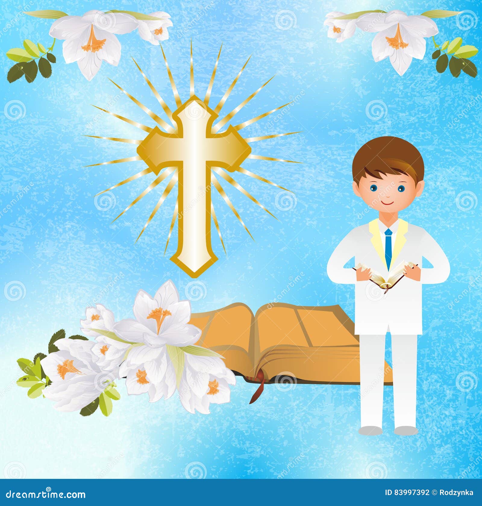First Holy Communion stock illustration. Illustration of flowers - 83997392