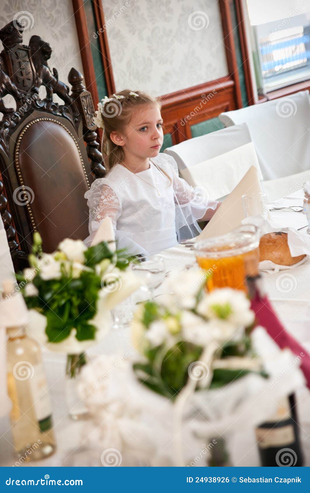 First Holy Communion girl stock photo. Image of table - 24938926