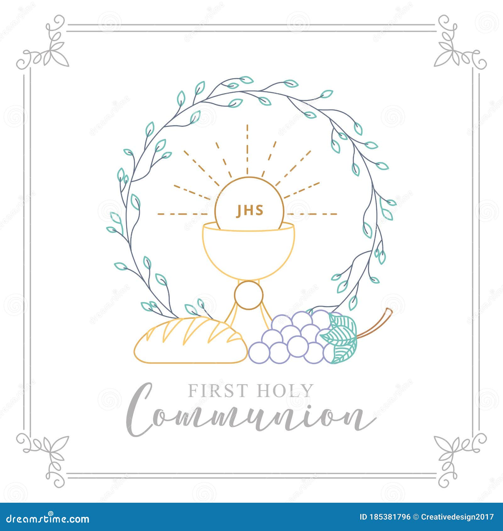 First Holy Communion Invitation. Vector Stock Vector - Illustration of ...