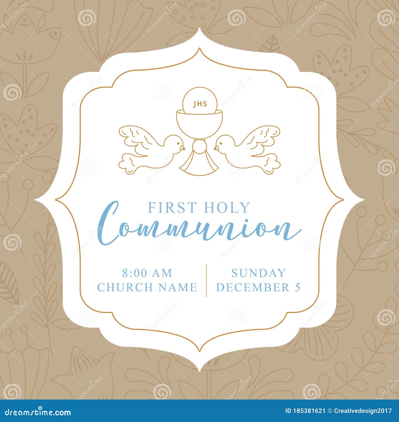 First Holy Communion Invitation. Vector Stock Vector - Illustration of ...