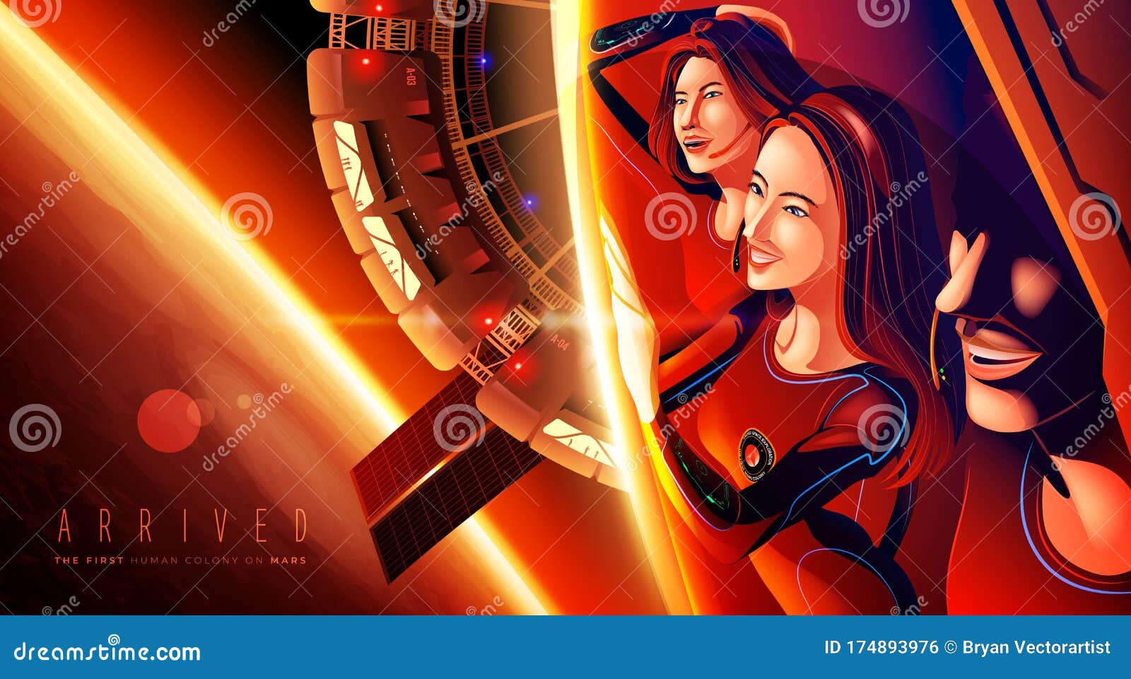 The First Human Colony on Mars Stock Vector - Illustration of flight ...
