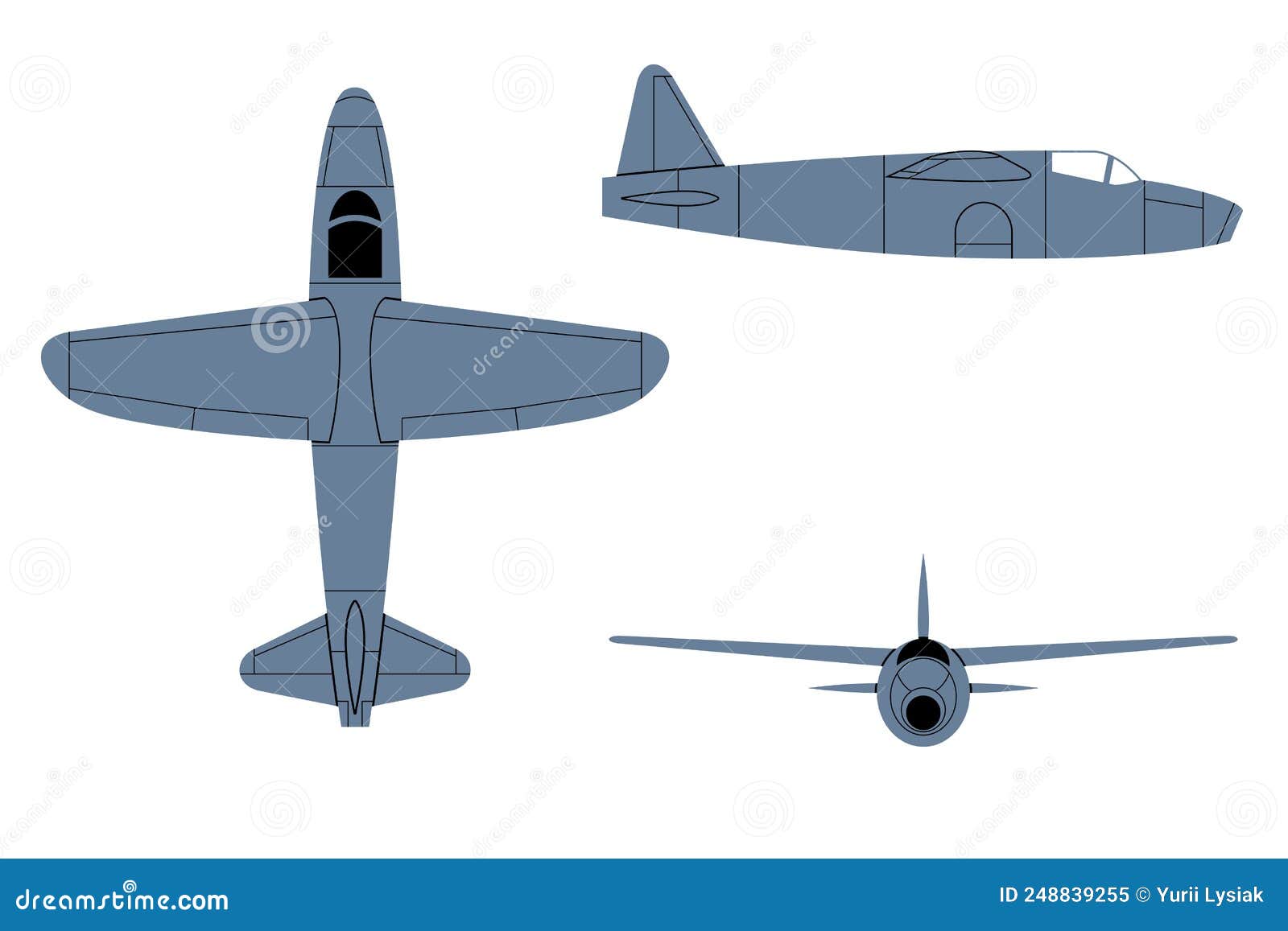 He 178 First Jet Powered Plane 1939. Top, Side, Front View. Vintage ...