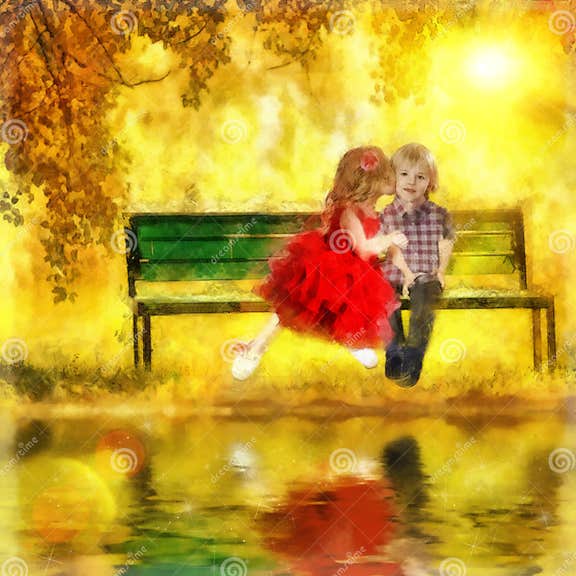 First kiss stock illustration. Illustration of dating - 19612540