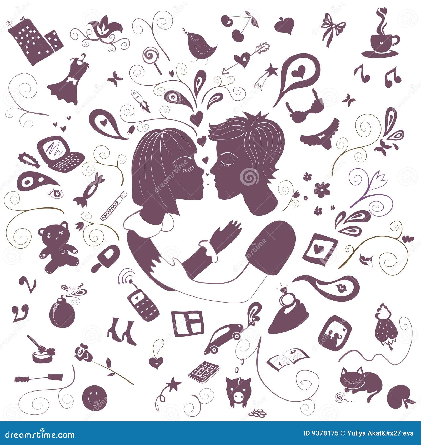 First kiss stock vector. Illustration of computer, notebook - 9378175