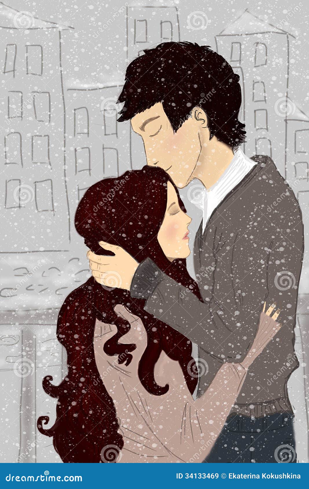 First kiss stock illustration. Illustration of couple - 34133469