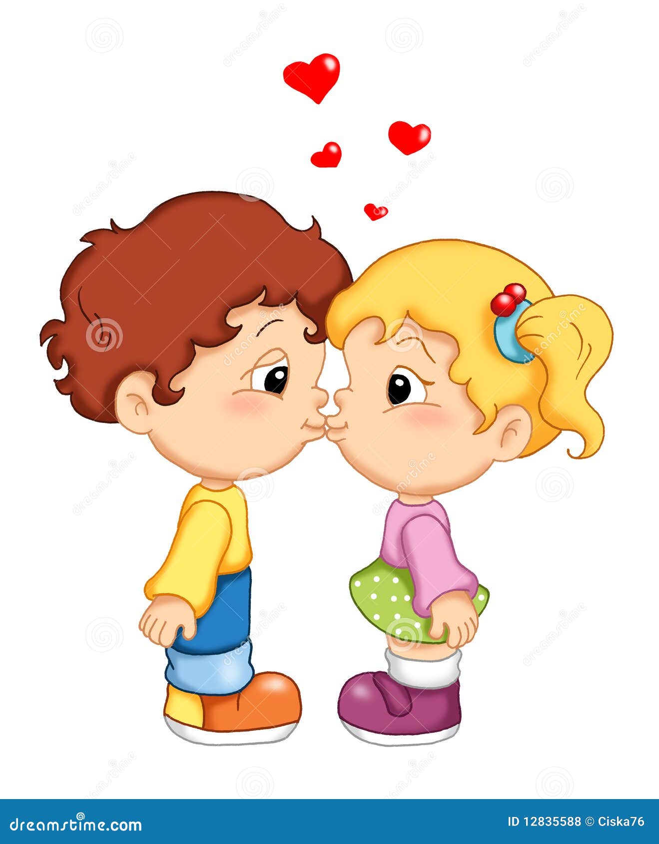 First kisses stock illustration. Illustration of hearts - 12835588