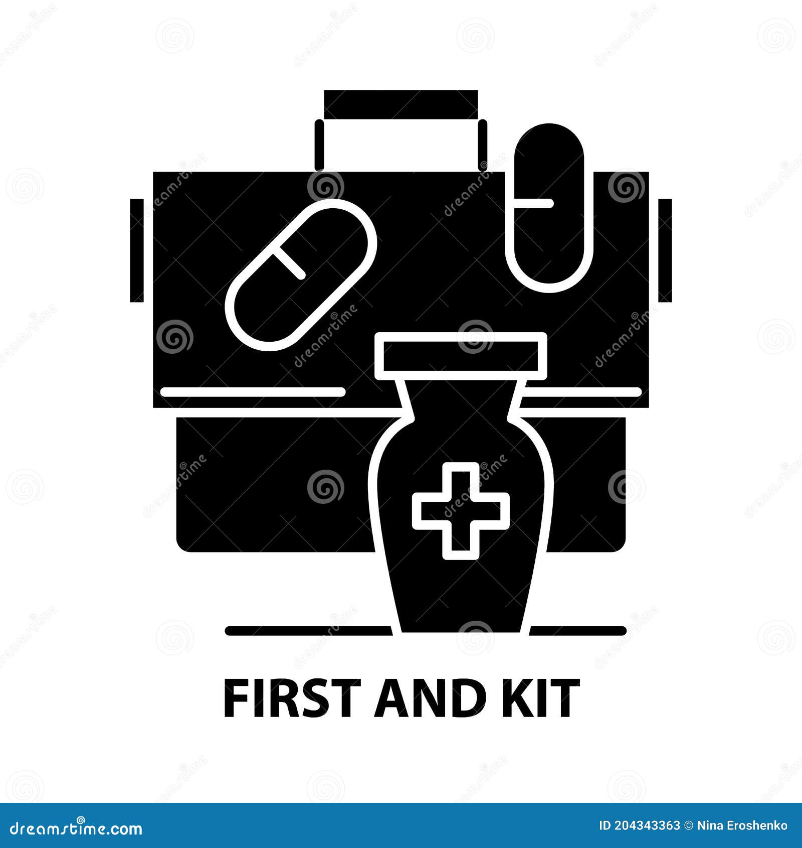 First and Kit Icon, Black Vector Sign with Editable Strokes, Concept ...