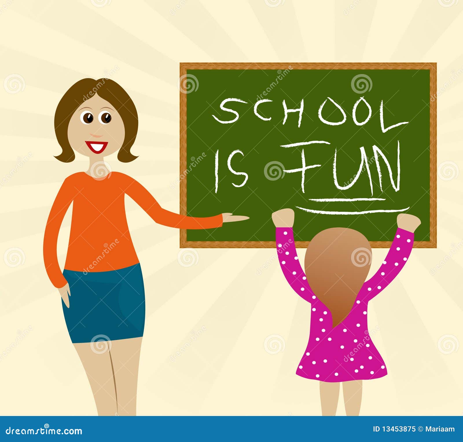 First Lesson: School is Fun! Stock Illustration - Illustration of ...