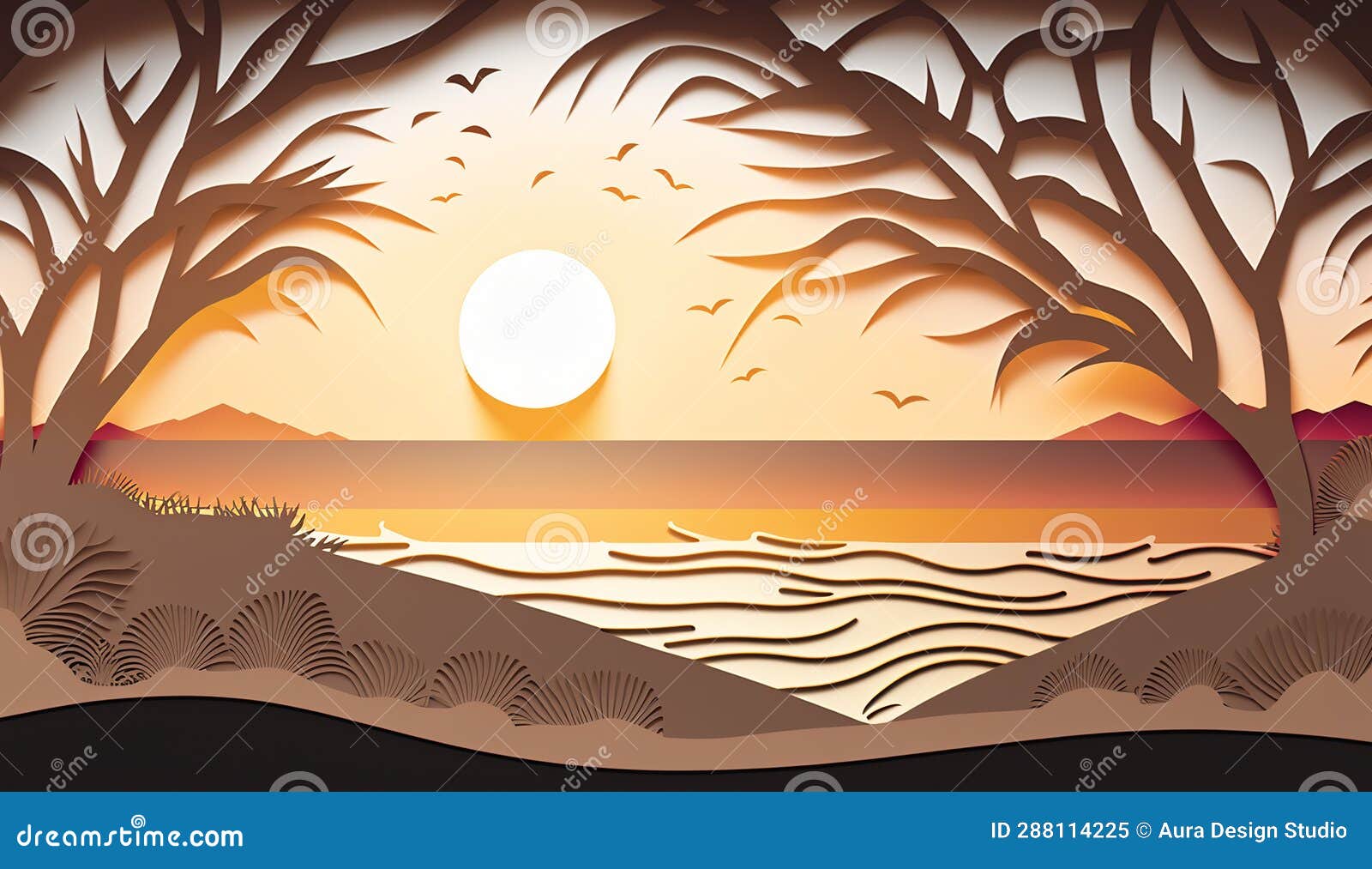 First Light at the Beach a Beautiful Sunrise Scene. Generative AI Stock ...
