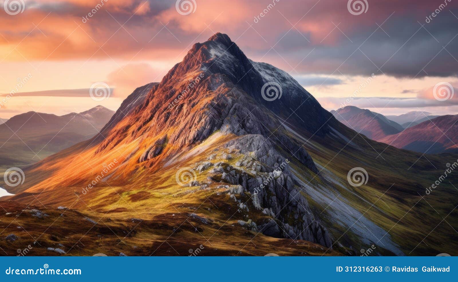 First Light of Dawn on a Remote Mountain Peak Stock Illustration ...