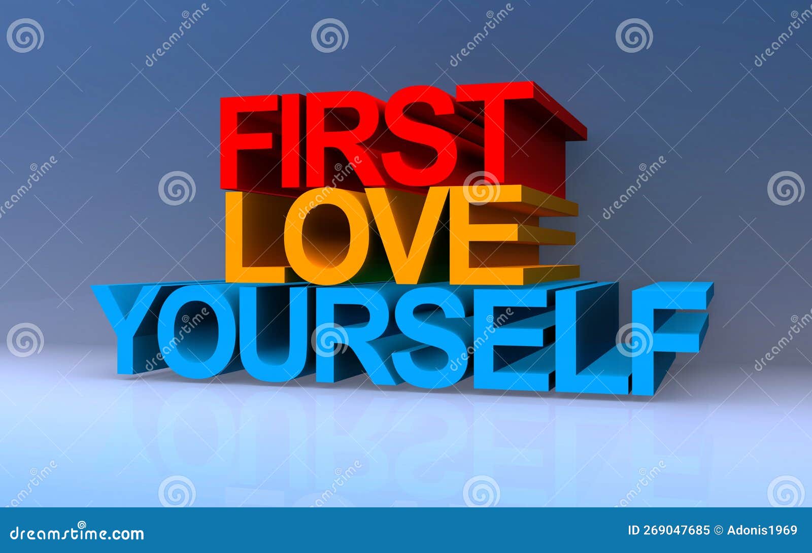 First Love Yourself on Blue Stock Illustration - Illustration of ...