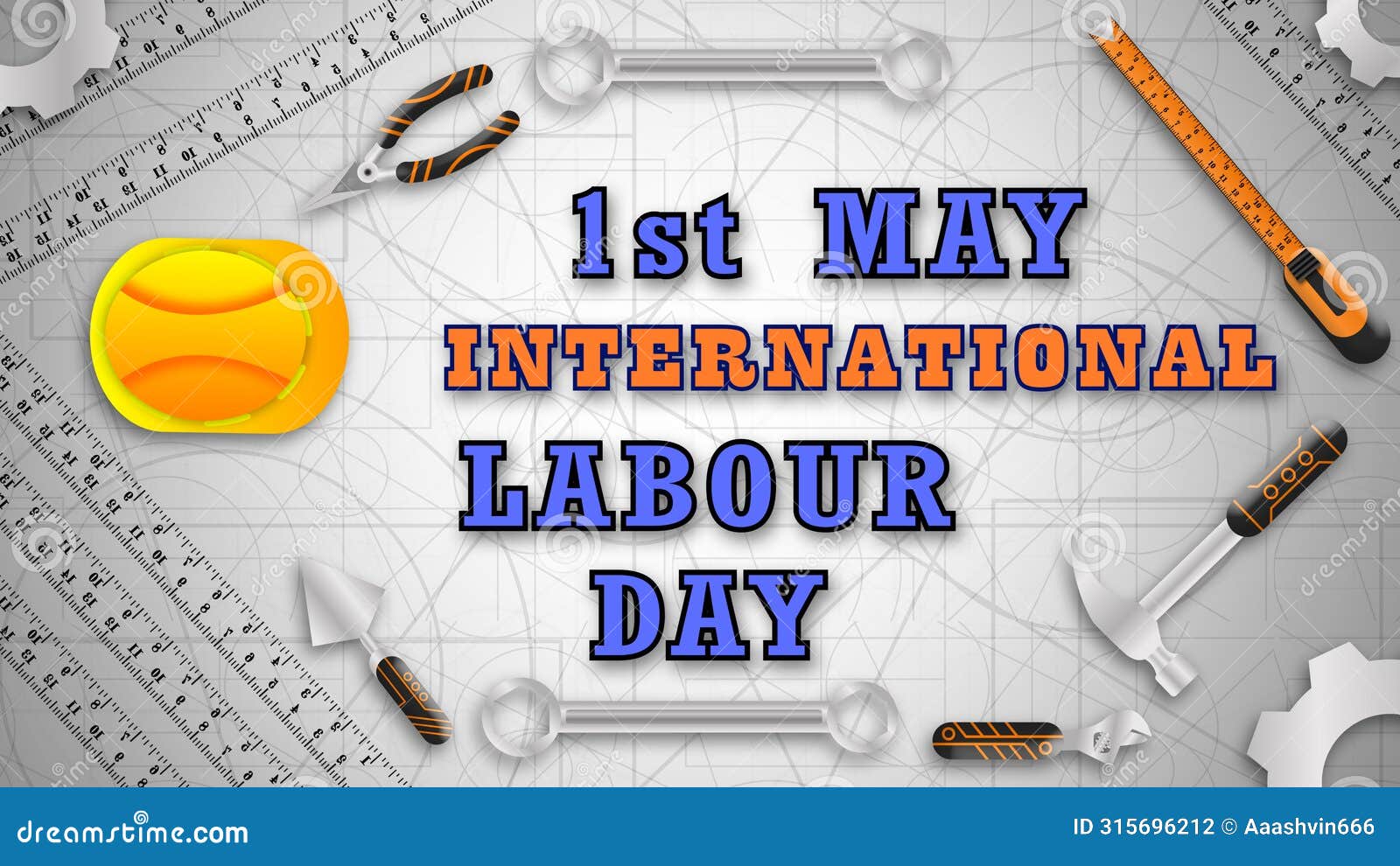 First May International Labour Day Greetings with Workers Tool Stock ...