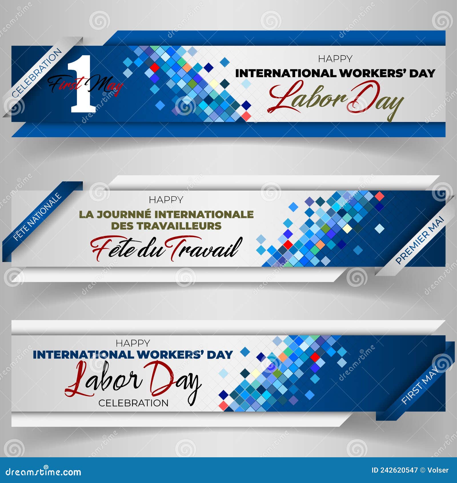 International Workers Day Banner With Diverse People Cartoon Vector ...