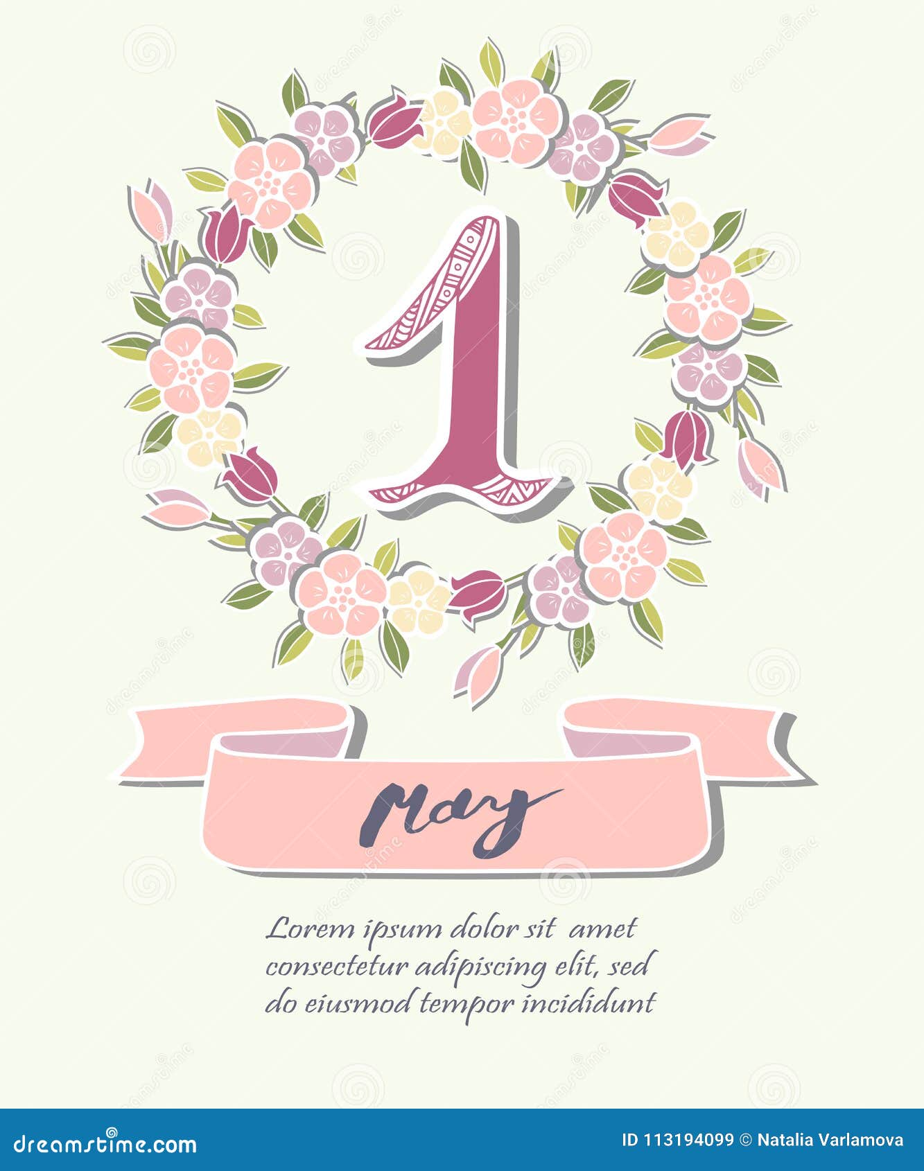 First of May Text Isolated on Background with Flowers. Stock ...