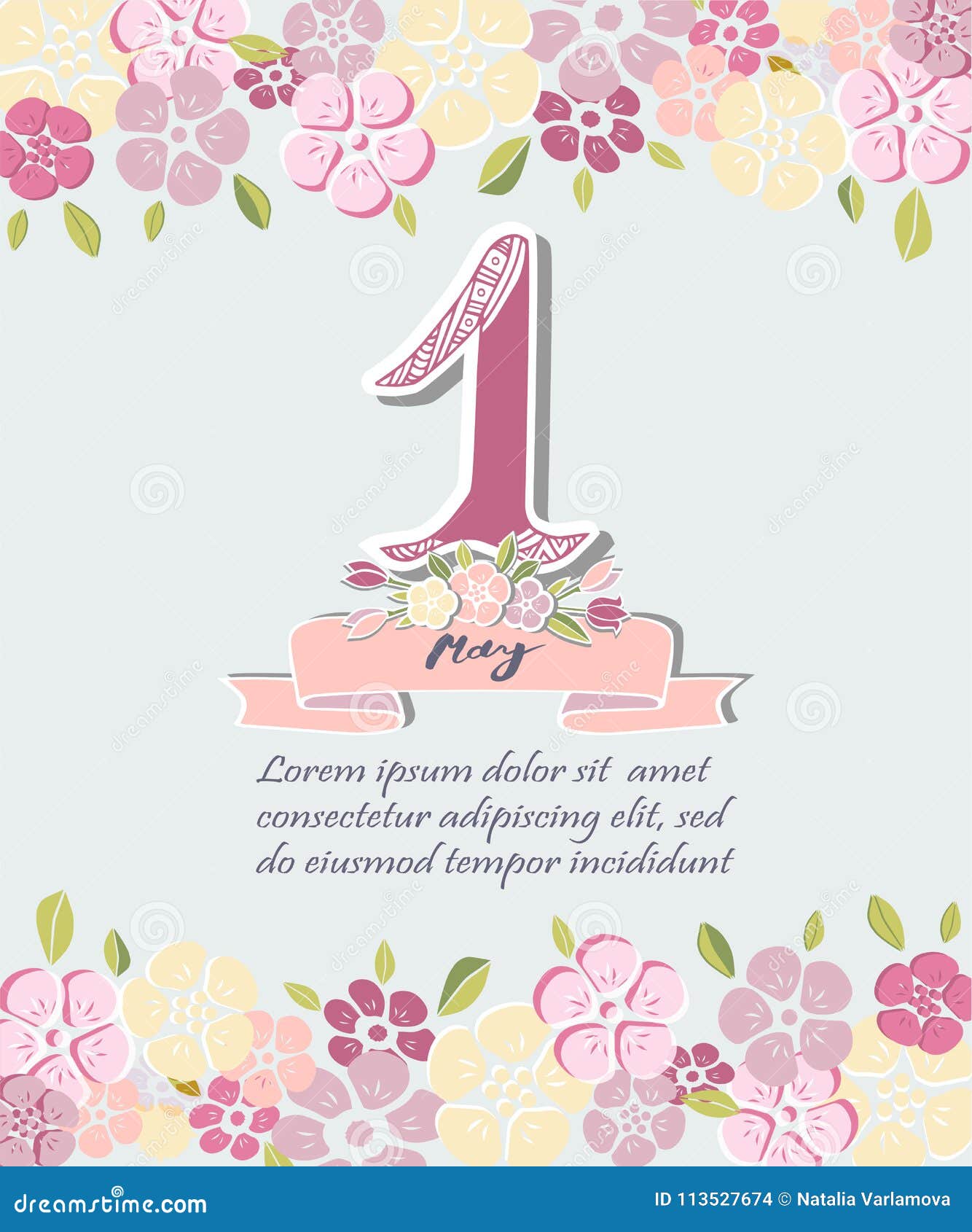 First of May Text Isolated on Background with Flowers. Stock ...