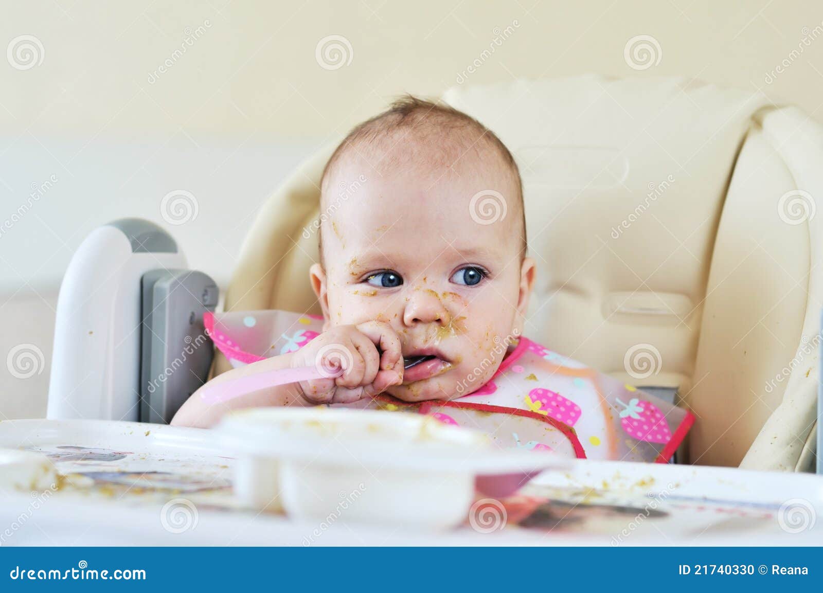 First meal stock photo. Image of finger, care, baby, breakfast - 21740330