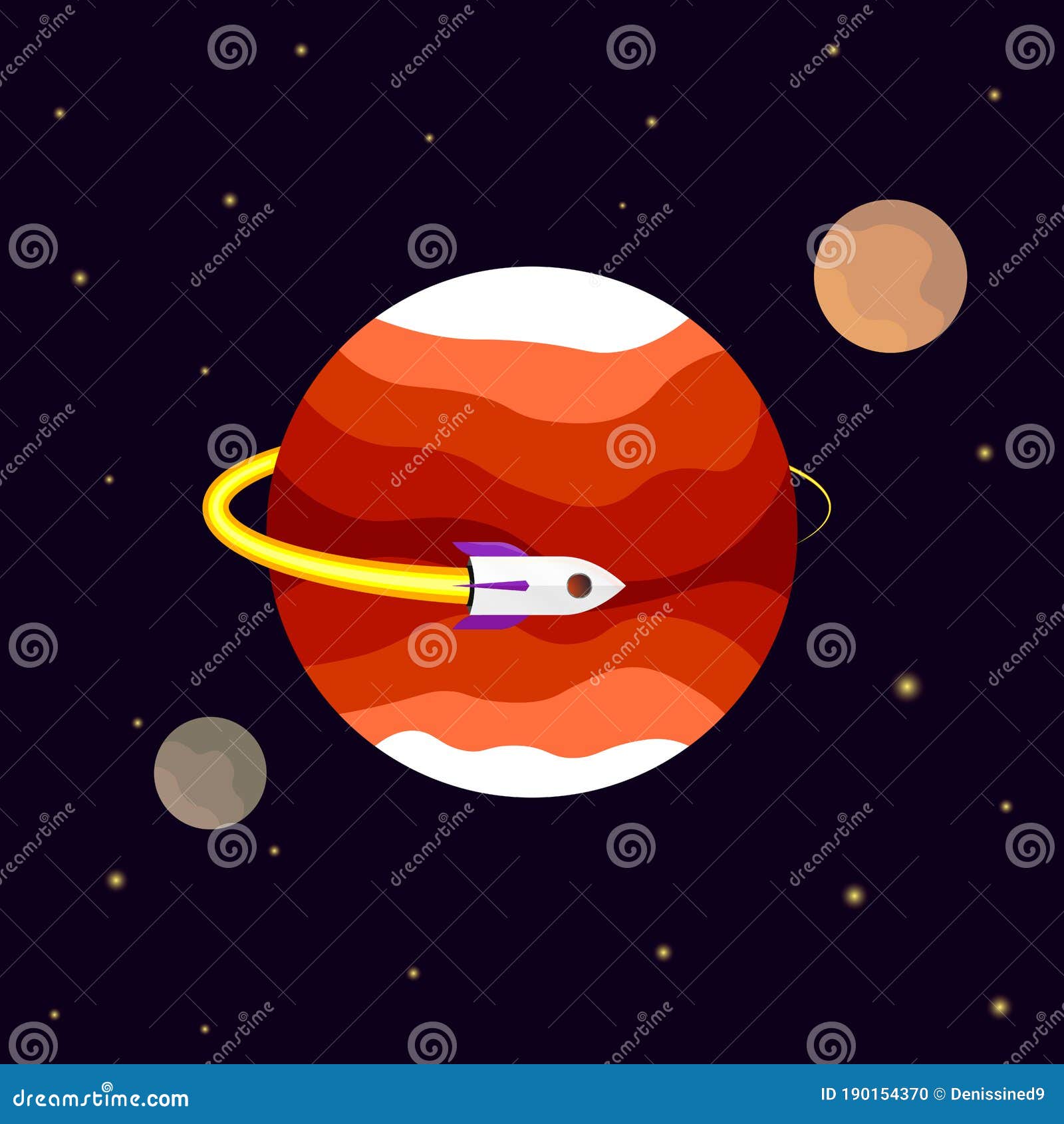 The First Mission on the Mars, Poster Design Template, Spaceship Flies ...