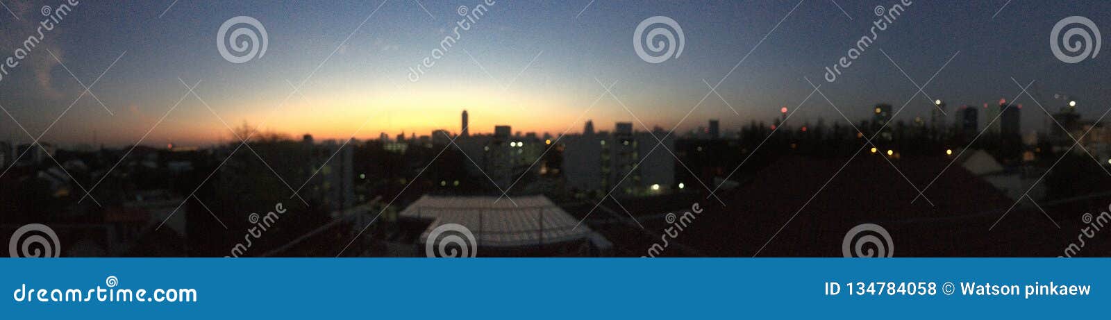 First Morning Light Touching Bangkok Skyline Stock Photo - Image of ...