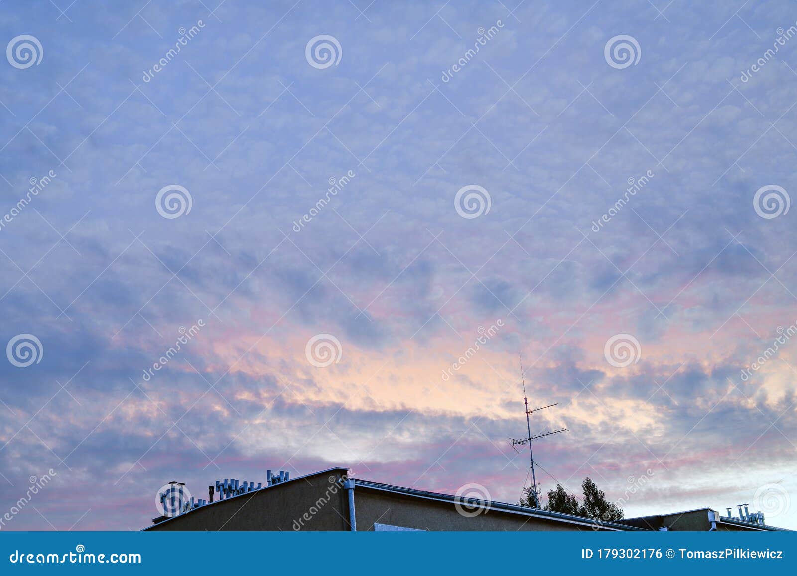 First Morning Sky Above the Building Stock Photo - Image of summer ...