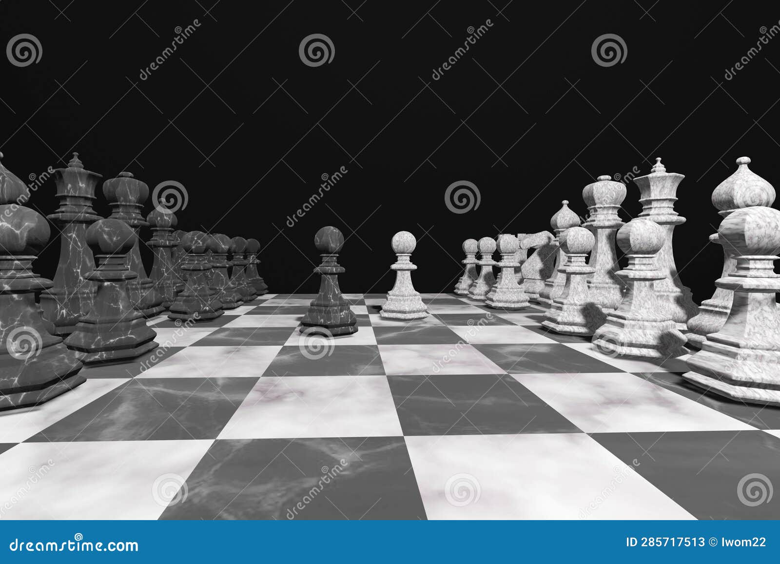 First Move in Chess Game Idea. Pawns on a Chess Board. Stock ...