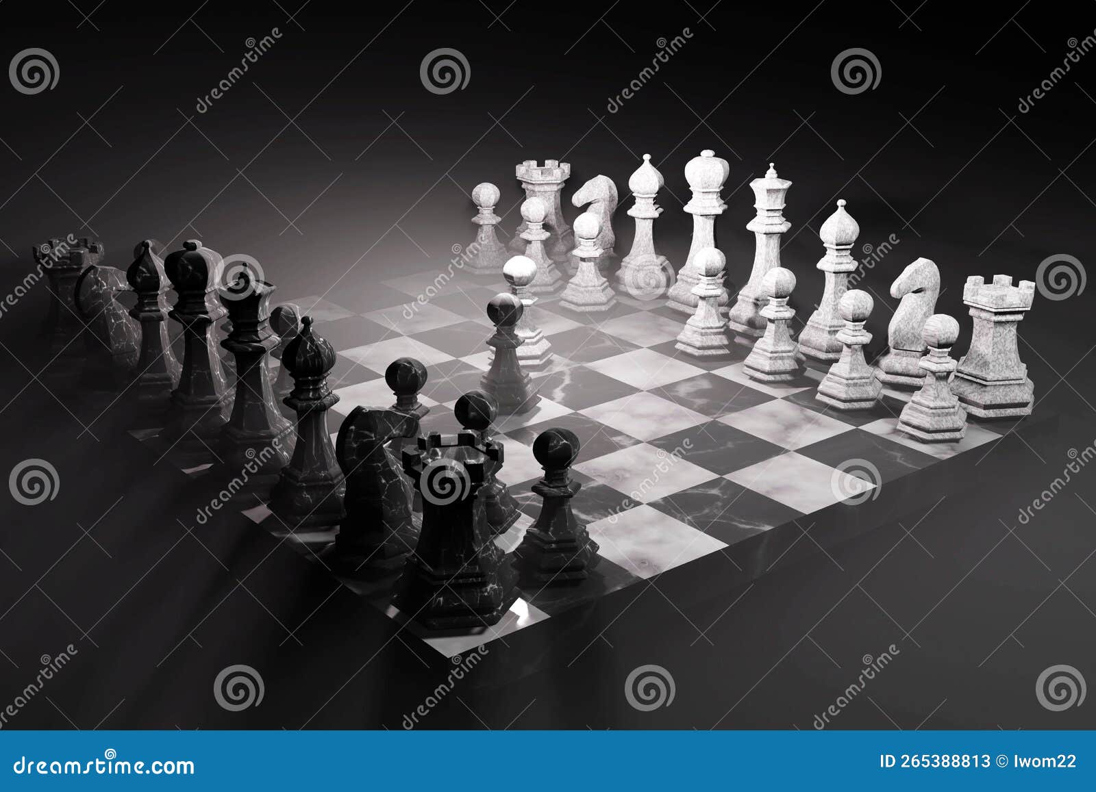 First Move Concept. Chess Game on a Chessboard. Stock Illustration ...