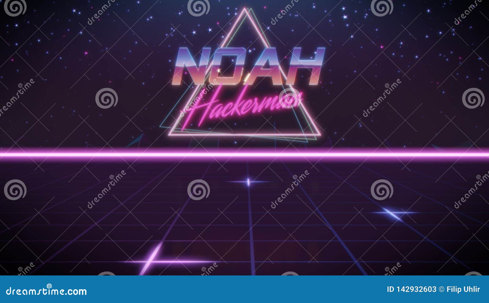 First Name Noah in Synthwave Style Stock Illustration - Illustration of ...
