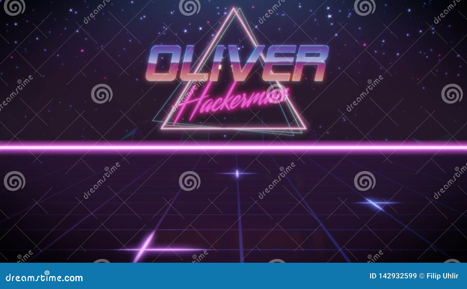 First Name Oliver in Synthwave Style Stock Illustration - Illustration ...