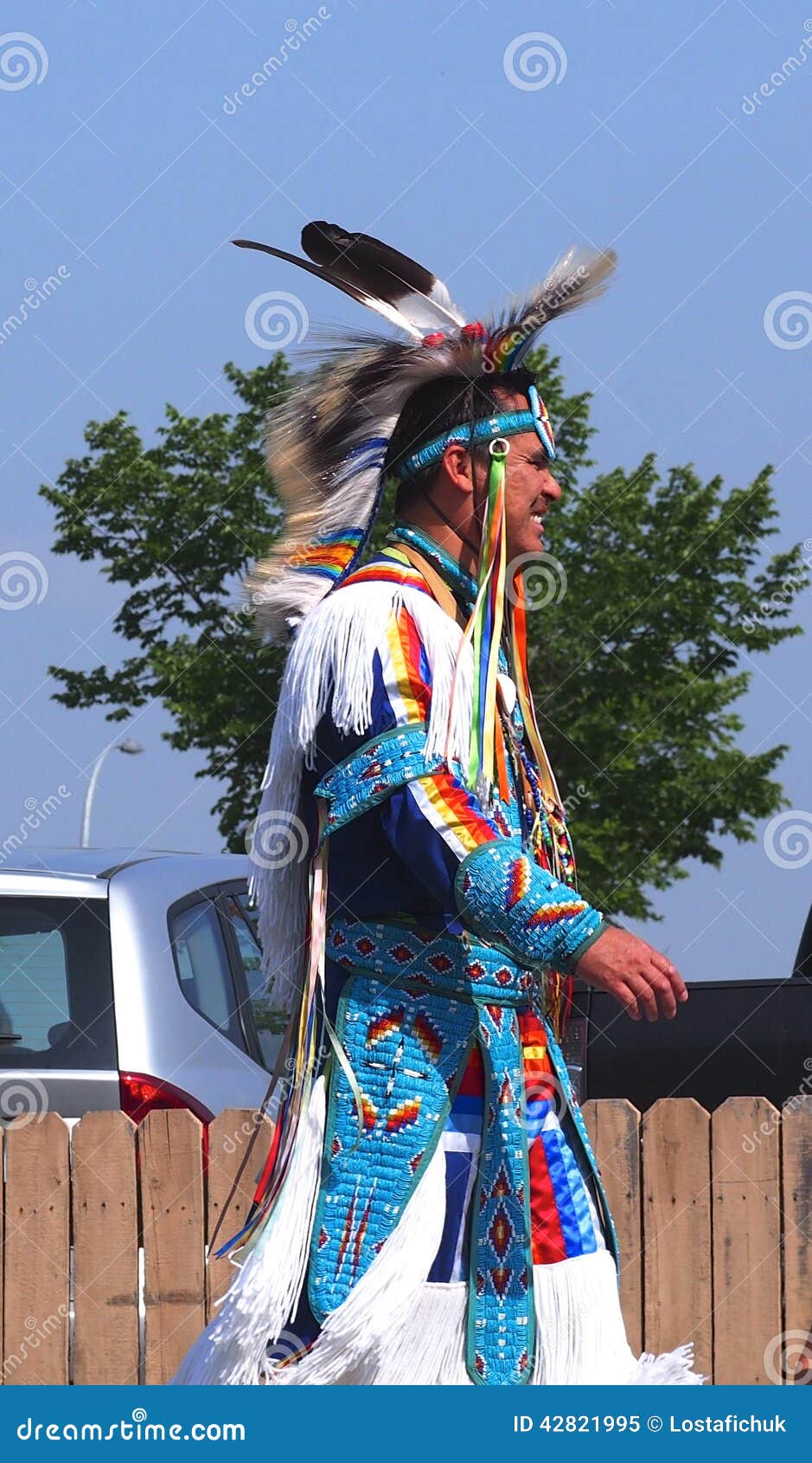 First Nations Man in K-Days Parade Editorial Image - Image of beads ...