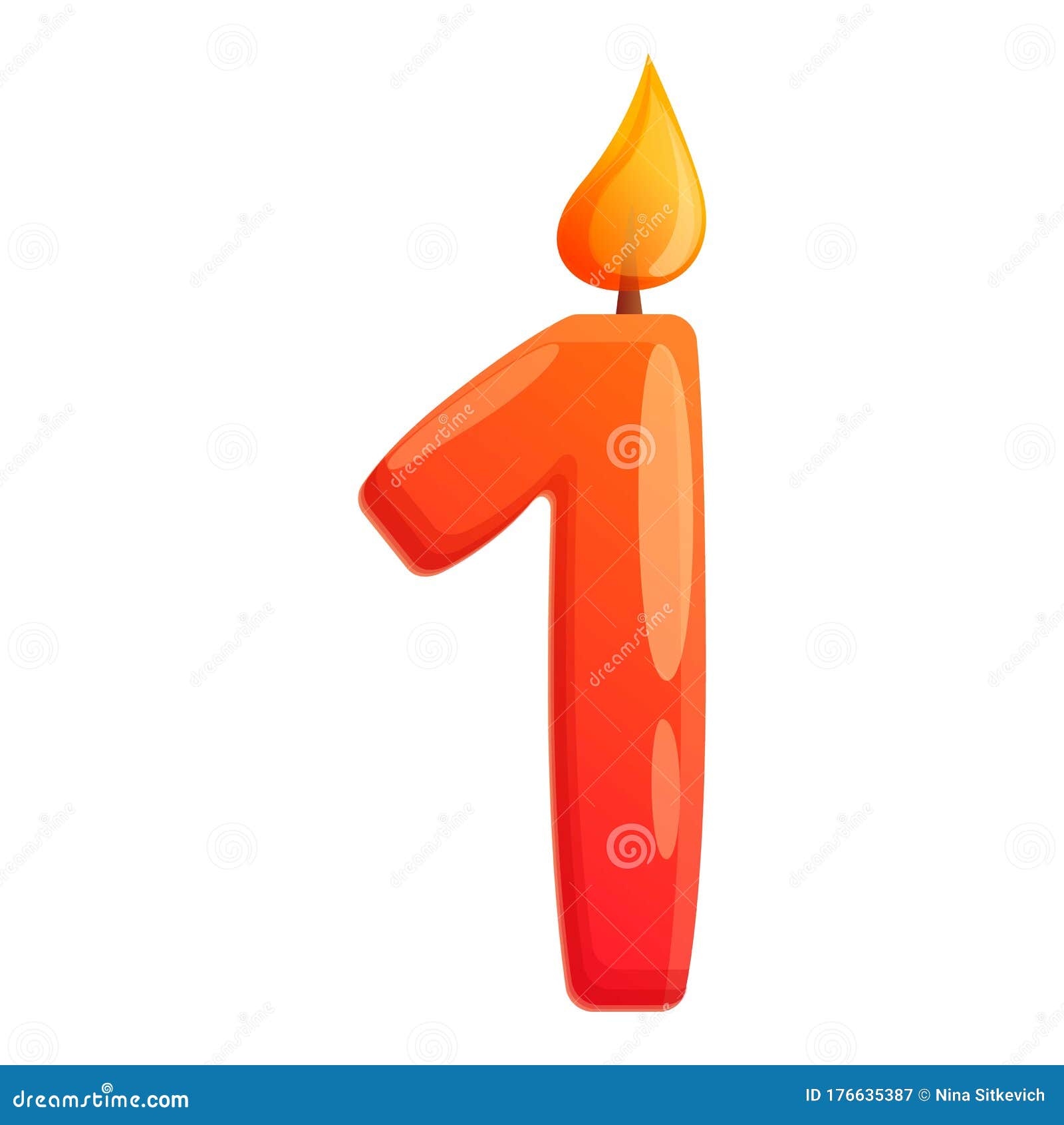 First Number Candle Icon, Cartoon Style Stock Vector - Illustration of ...