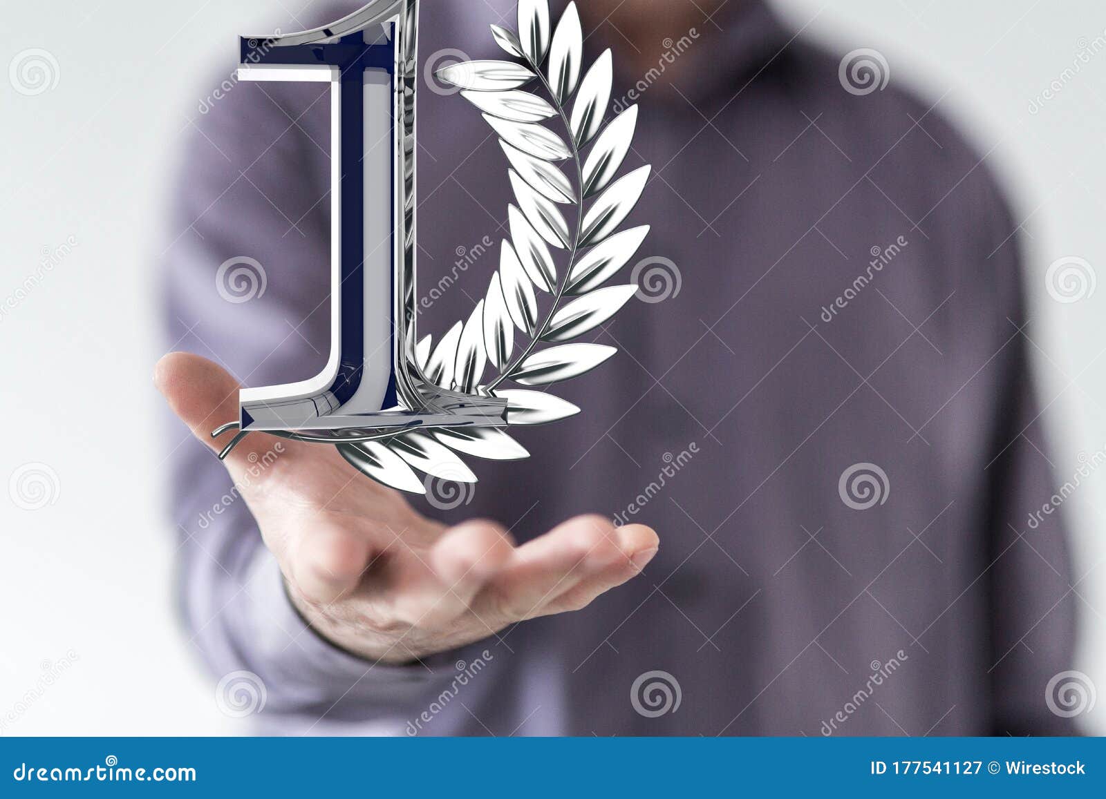 A First or One Years Award Digital Number Award Anniversary 3d Stock ...